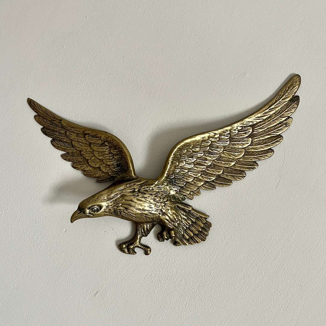 Vintage KOREAN BRASS Eagle Hawk Wall Mount, 18-1/2 W Metal Bird ...