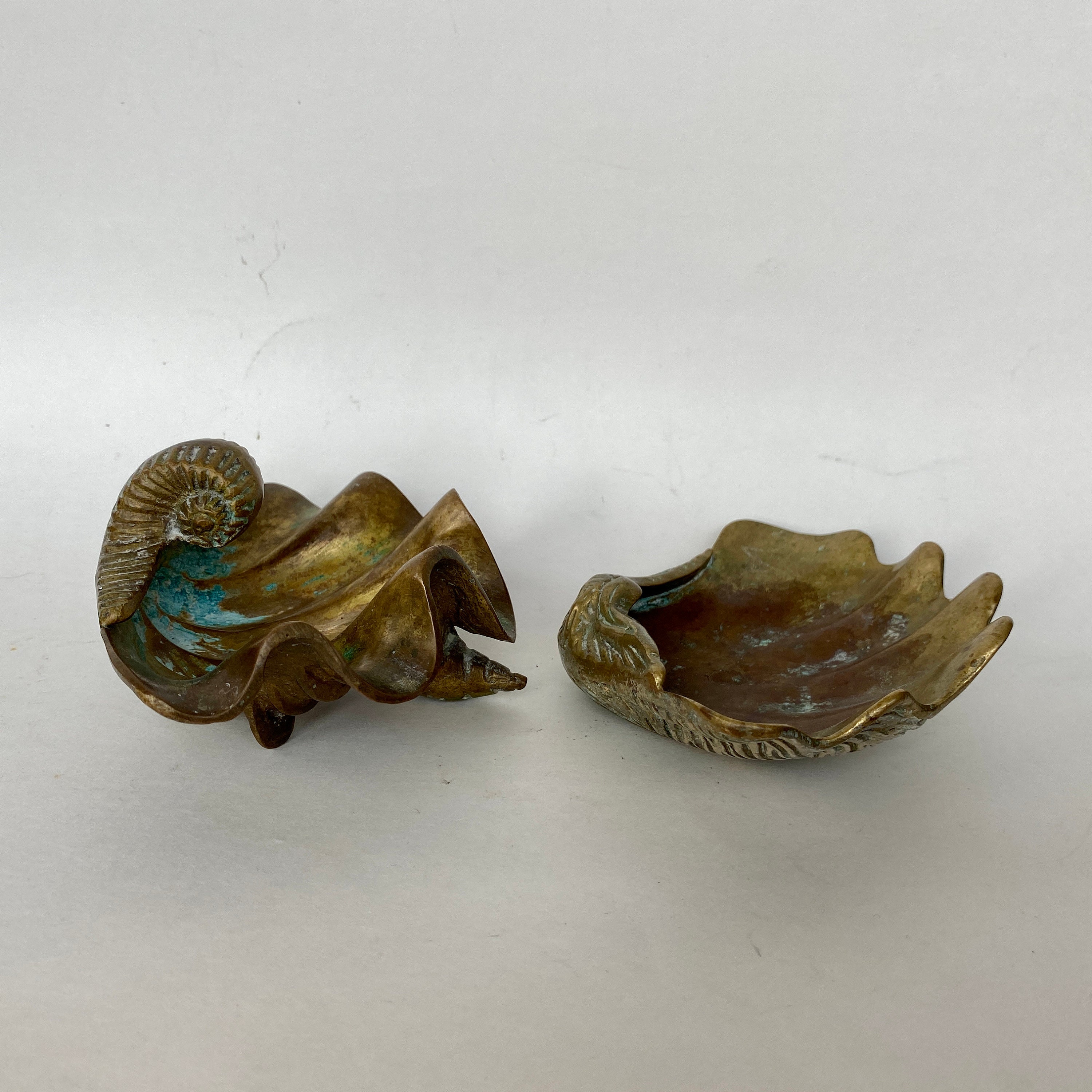 SOLID BRASS SHELLS Set of 2 Mid Century 6 W Dishes W/ - Etsy