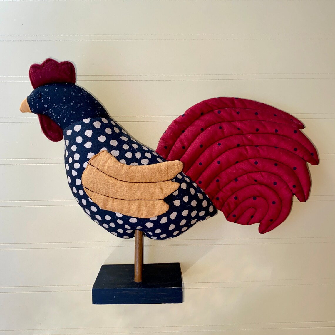Vtg ROOSTER Stuffed Cloth Free-standing Country Folk Art - Etsy