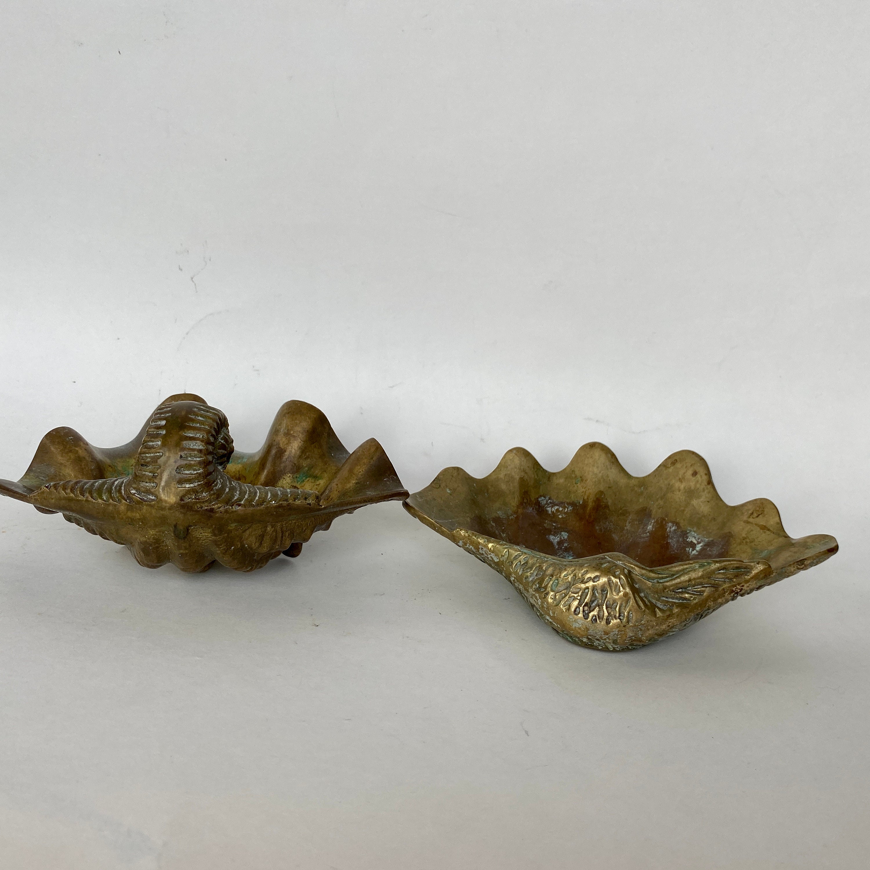SOLID BRASS SHELLS Set of 2 Mid Century 6 W Dishes W/ - Etsy