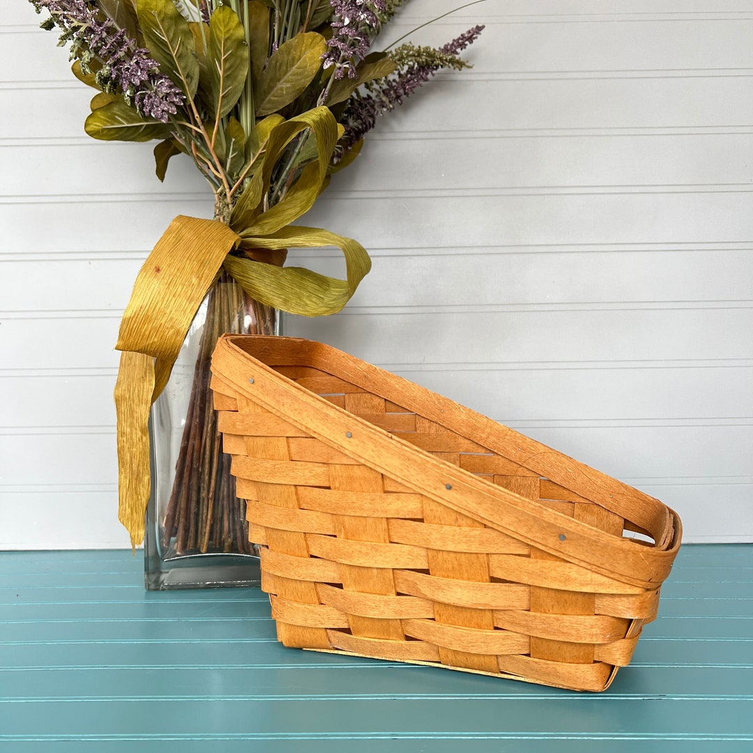 1994 LONGABERGER 7 Sloped Basket Slanted Rectangle, Hand Woven Wood ...