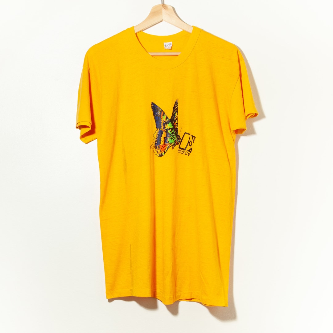 Vintage 1960s Elektra Records Logo Graphic T-shirt Yellow Butterfly ...