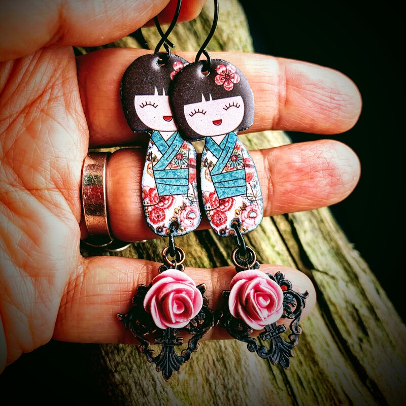 Geisha Statement Earrings - Etsy
