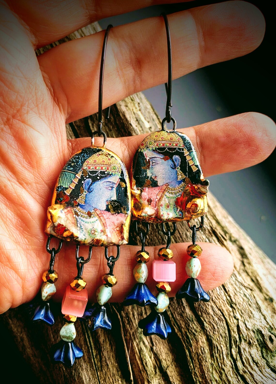 Krishna Earrings: Indian God Ceramic Decal Dangle Earrings - Etsy