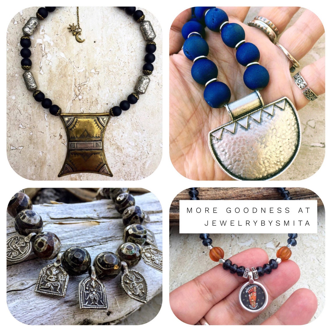 Royal Cobalt Blue Long Tribal Disc Earrings, Primitive Artisan Clay ...