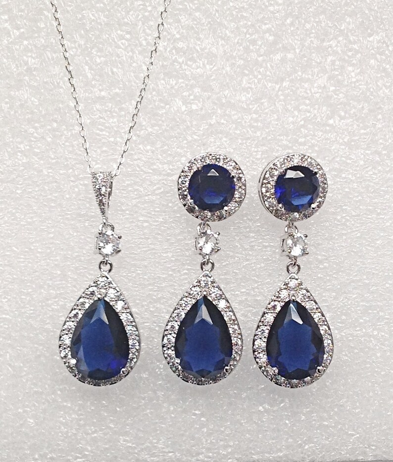Navy Blue Crystal Bridal Jewelry Set Navy Blue Crystal | Etsy