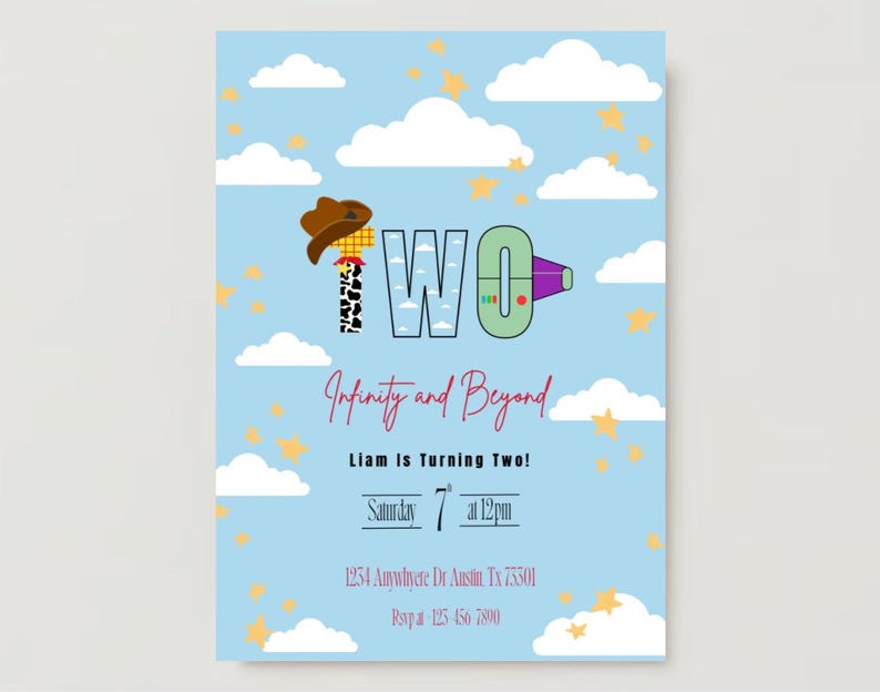Two Infinity and Beyond Digital Birthday Invite - Etsy