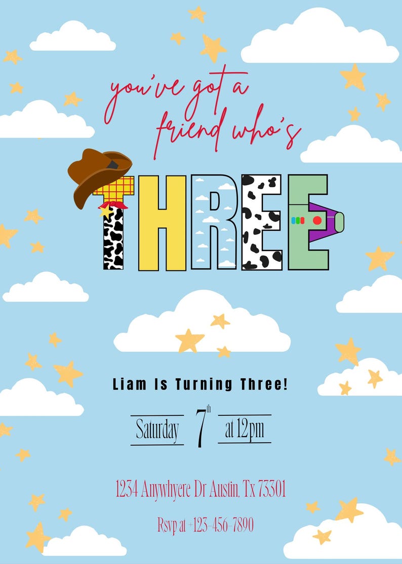 You’ve Got a Friend Who’s Three Birthday Invite - Etsy