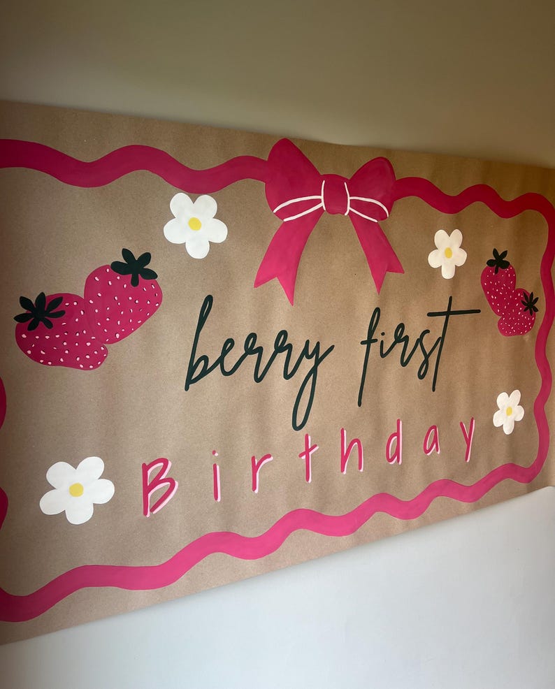 Berry First Birthday Hand Painted Banner - Etsy