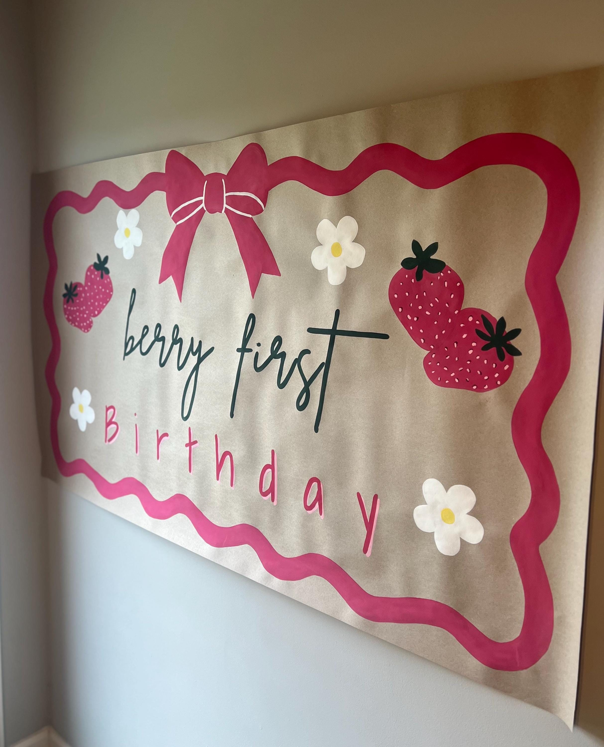 Berry First Birthday Hand Painted Banner - Etsy