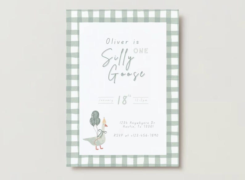 One Silly Goose First Birthday Digital Invitation - Etsy