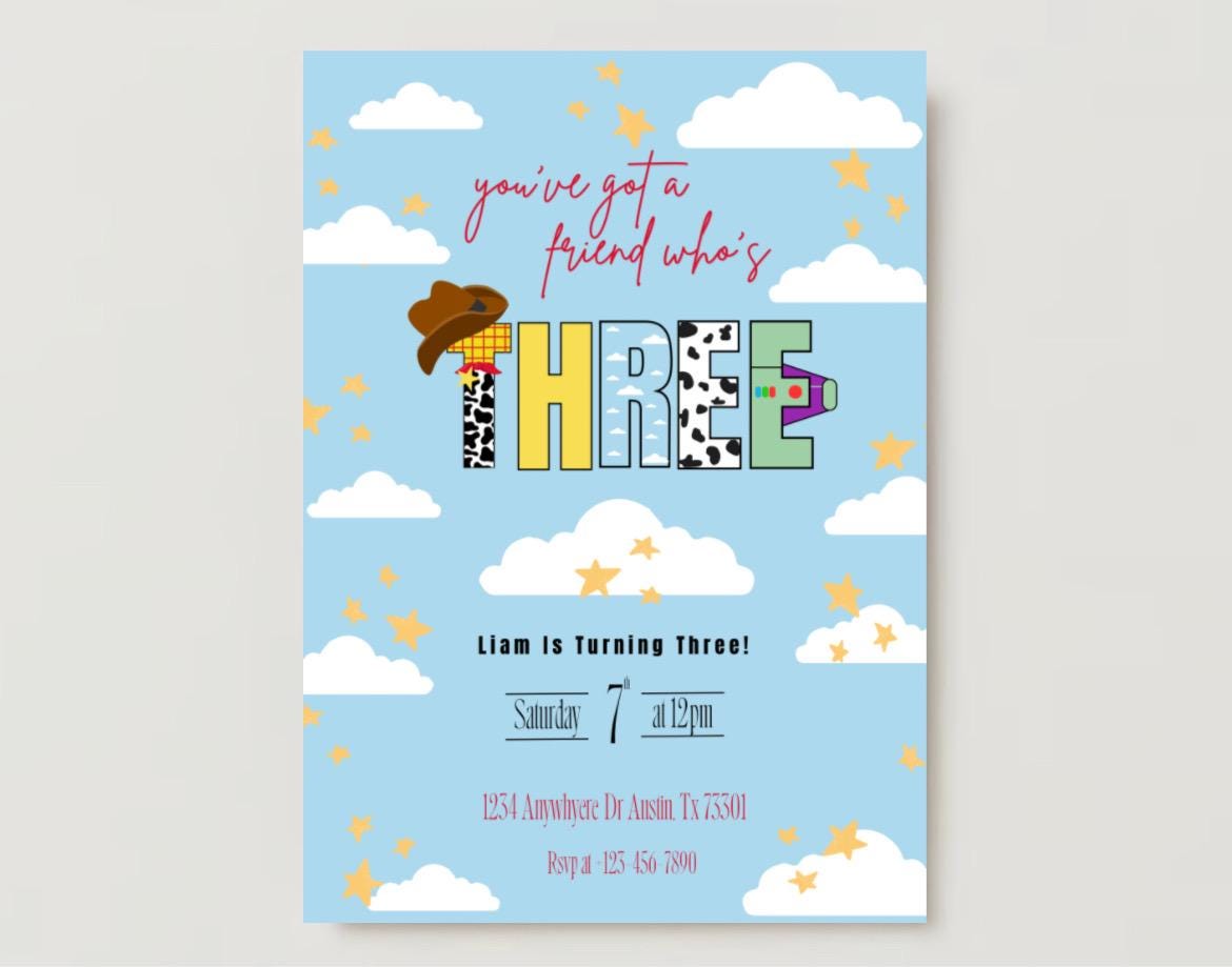 You’ve Got a Friend Who’s Three Birthday Invite - Etsy