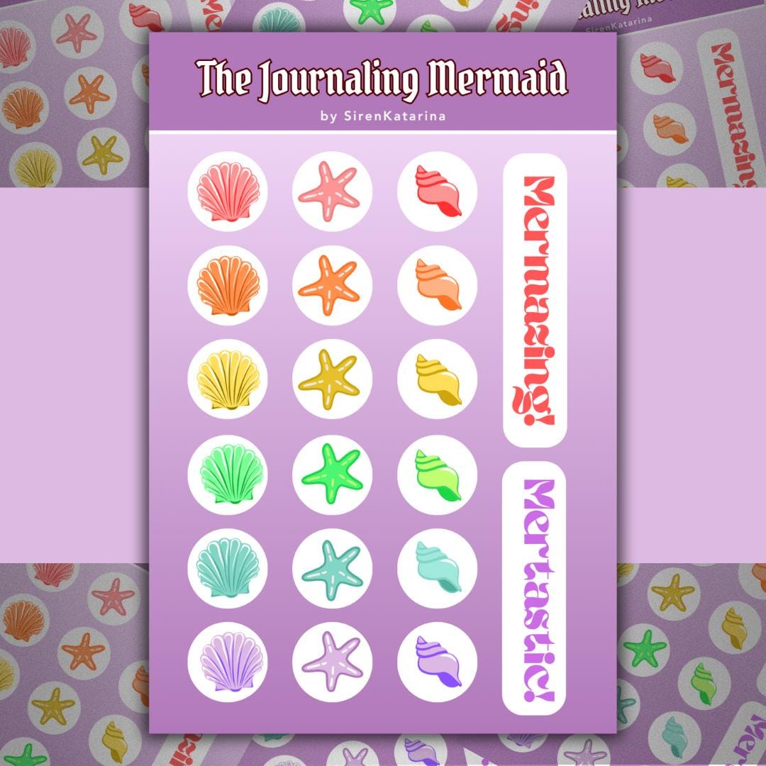 Journaling Mermaid Sticker Sheet - Etsy