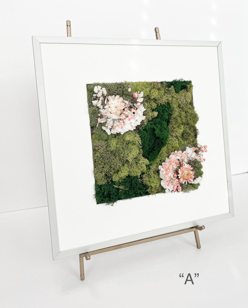 Moss Wall Art, Floral Moss Frame, Vertical Garden, Preserved Moss ...