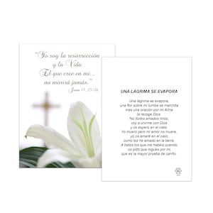 50 Tarjetas de recordatorios funerales, tarjetas conmemorativas Lirio ...
