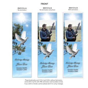 X LARGE Funeral Memory Bookmarks-printed, Celebration of Life, White ...