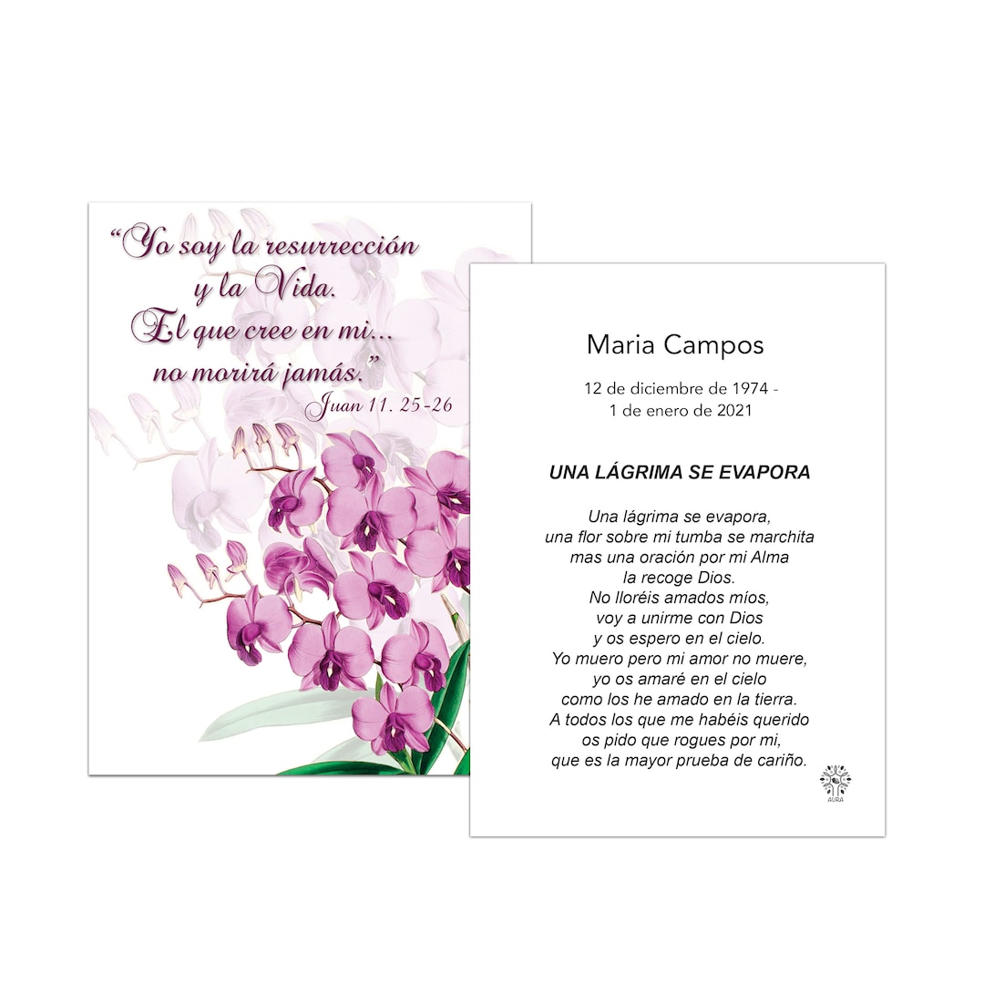 50 Tarjetas De Recordatorios Funerales, Tarjetas Conmemorativas Flores ...