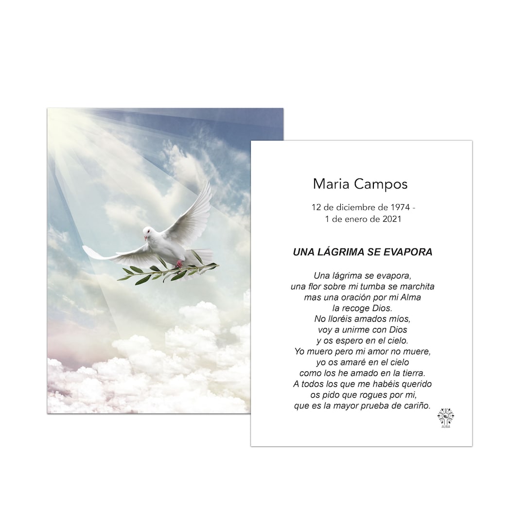 50 Tarjetas Conmemorativas Funerales • Recordatorios Memoriales ...