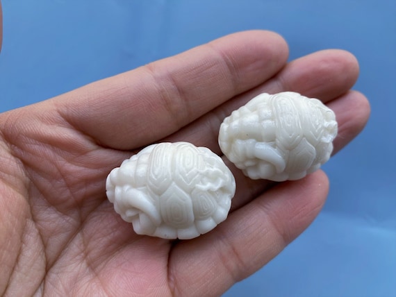 2 PCS Natural Corozo Nuts Double Sides Engraved Turtle | Etsy