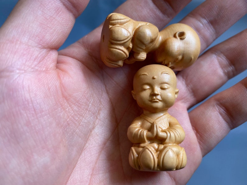 2 PCS Natural Boxwood Carving Monk Charm 1840 Mmcarving Wood - Etsy