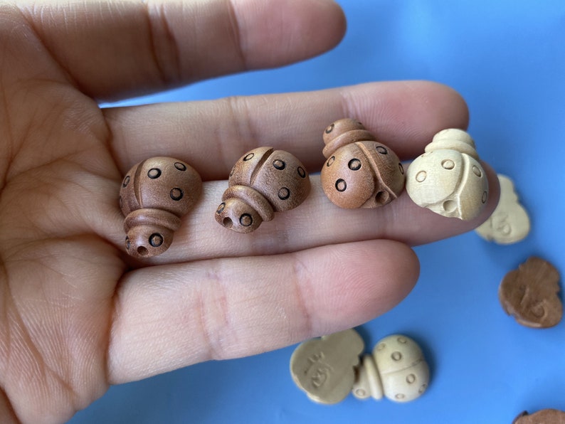 Carved Wood Beetle Beads: Ladybug Spacer Beads (5pcs) - Etsy