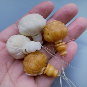 2 Sets Natural Tagua Nut 3 Holes Lotus Guru Beads 16 Mm ,3 Holes Beads ...