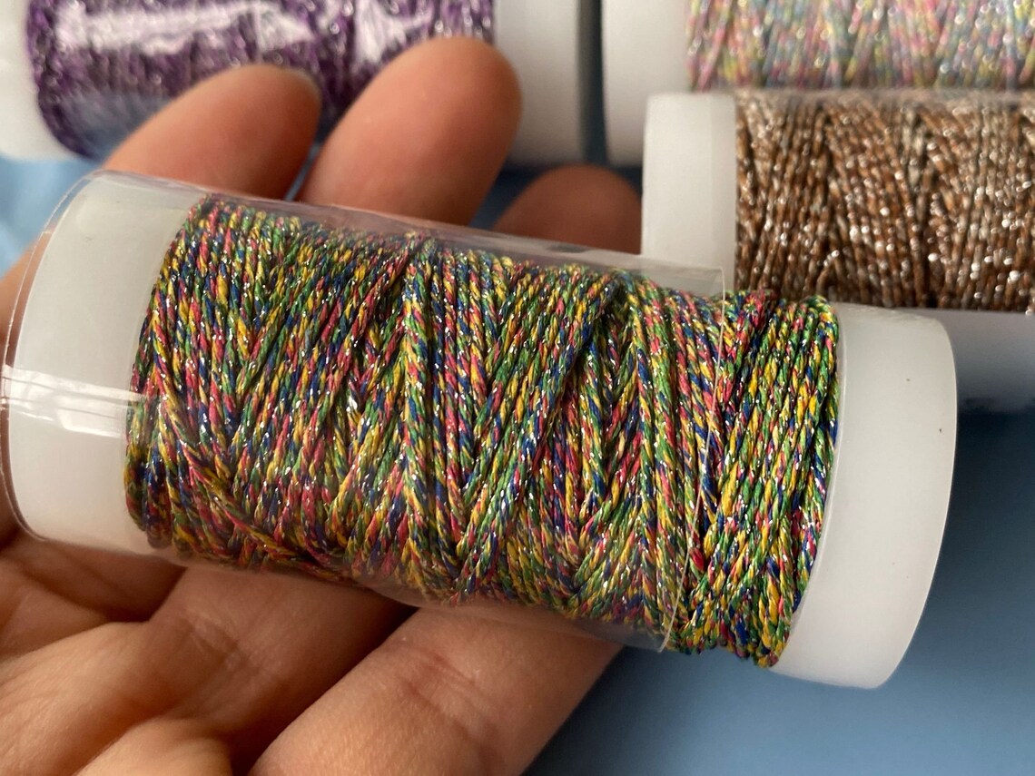 Metallic Twisted Cord: Glitter Beading Thread, Jewelry String (12 ...