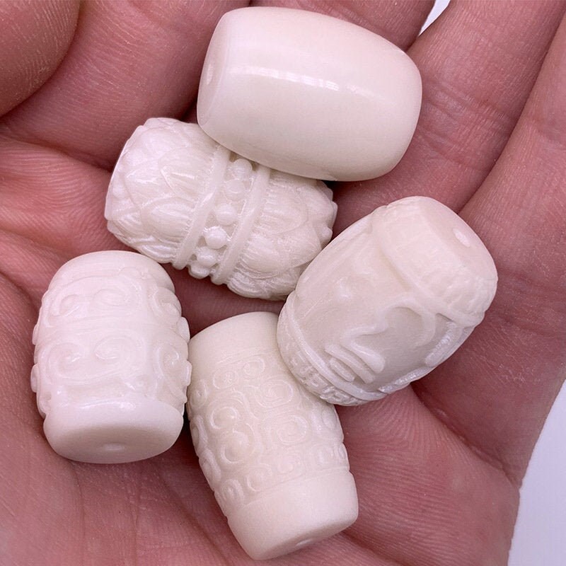 2 PCS Natural Tagua Nut Engraving Barrel Beads 1416 mmTube | Etsy