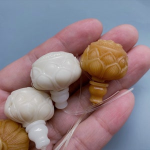 2 Sets Natural Tagua Nut 3 Holes Lotus Guru Beads 16 Mm ,3 Holes Beads ...