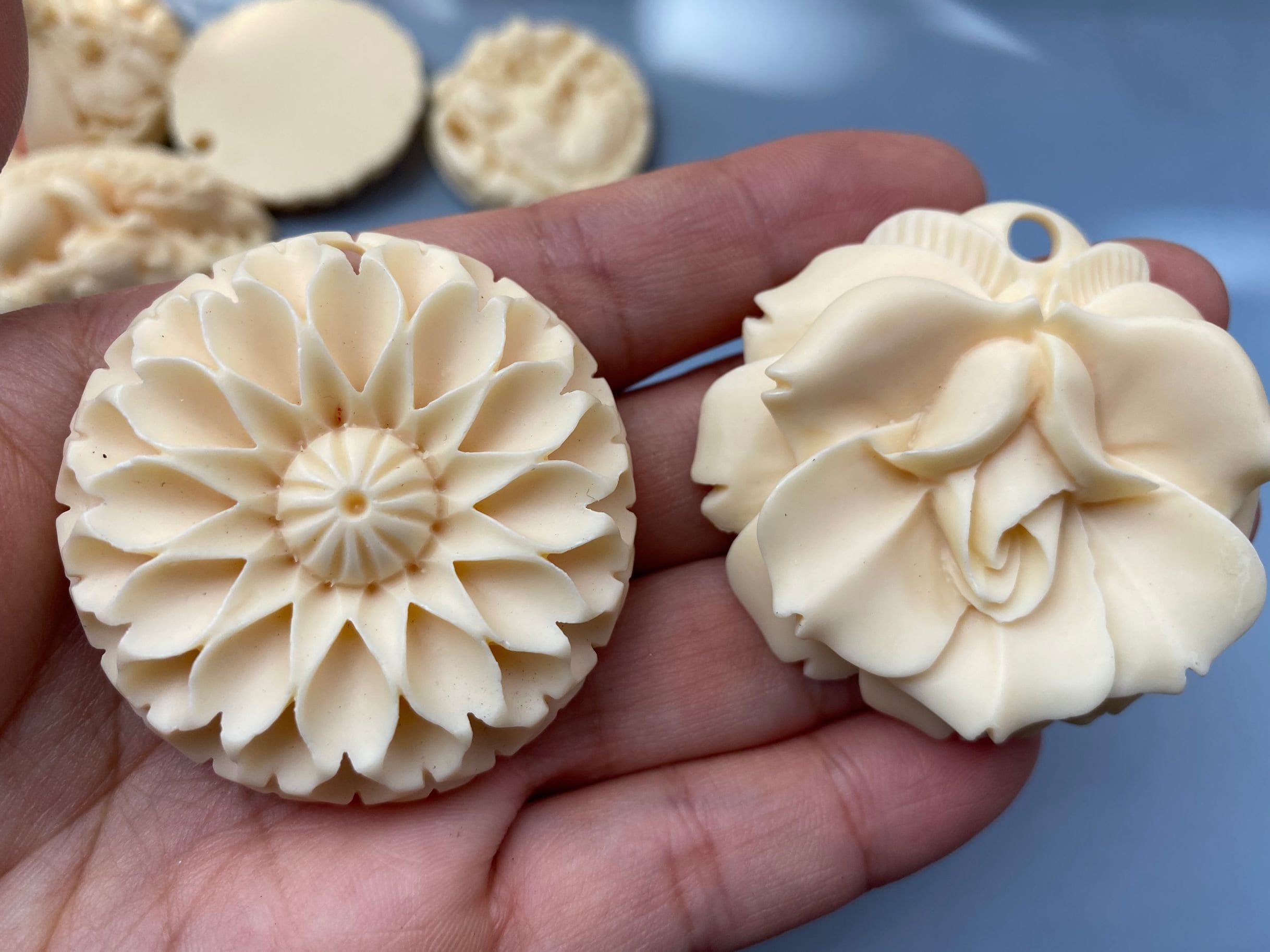 Tagua Nut Powder Mixed With Glue Carved Flower Charm 474712 - Etsy Canada