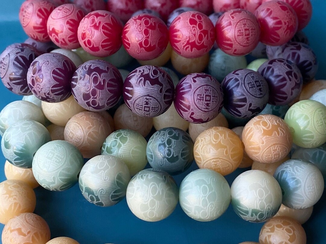 Carved Bodhi Root Beads: Pixiu Mala Beads (11-12mm) - Etsy