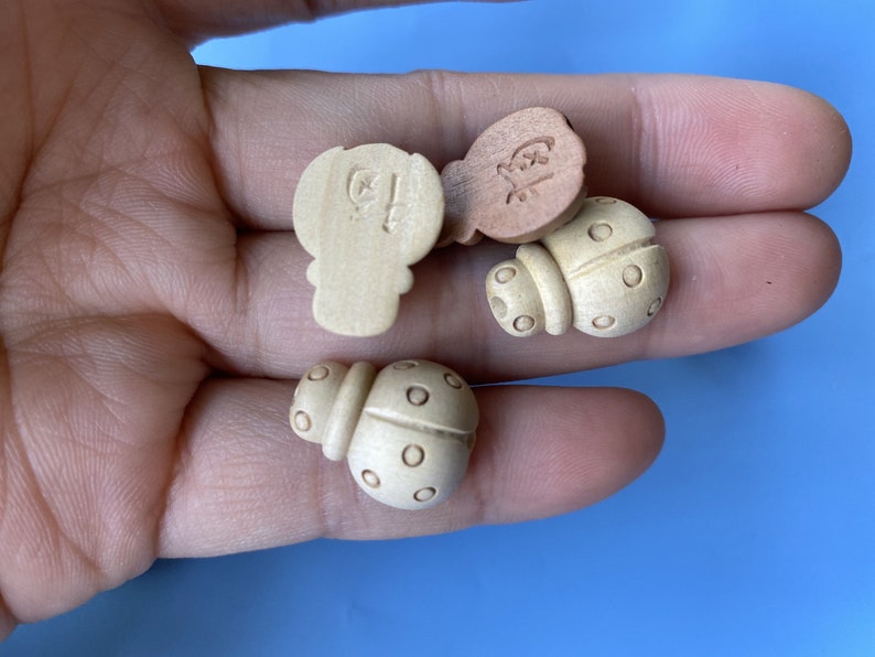 Carved Wood Beetle Beads: Ladybug Spacer Beads (5pcs) - Etsy