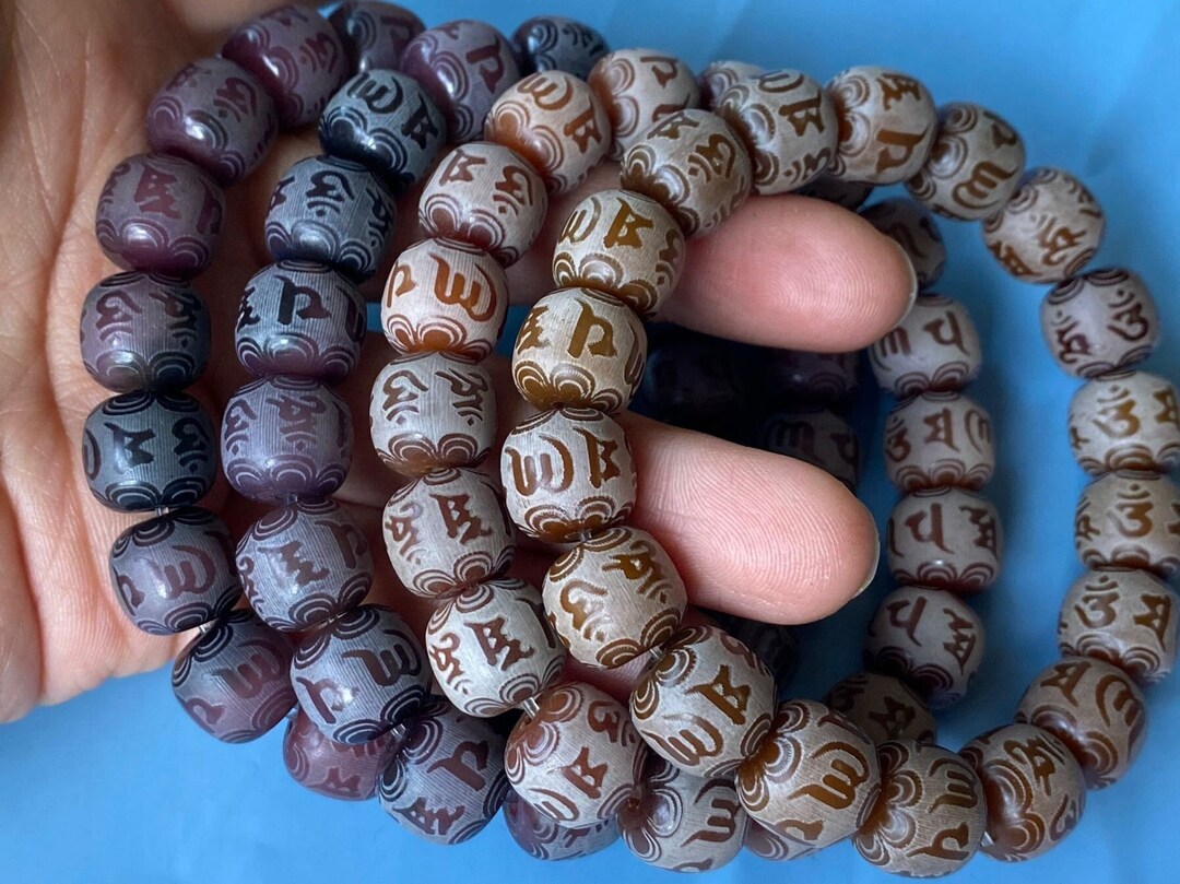 Natural Bodhi Root Beads: Carved OM Mantra, DIY Buddhism Accessories - Etsy