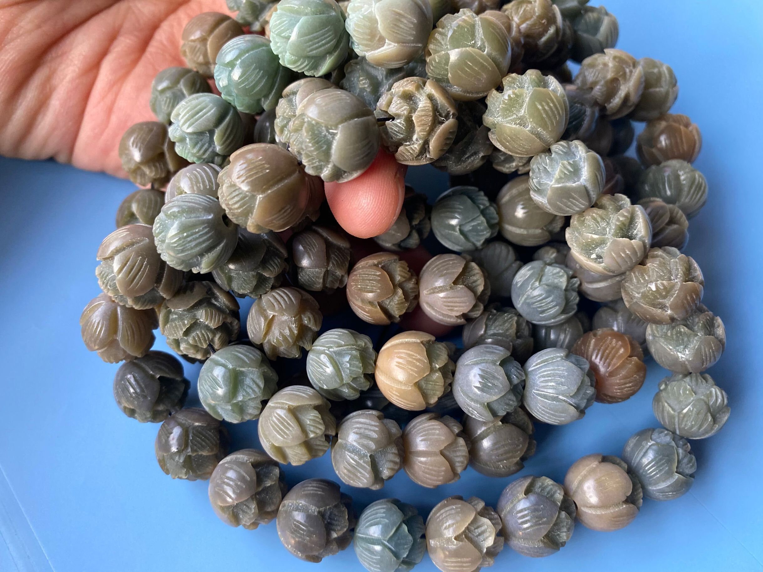 Carved Lotus Bodhi Root Beads: Weathered Flower Spacers, 11-14mm Strand ...