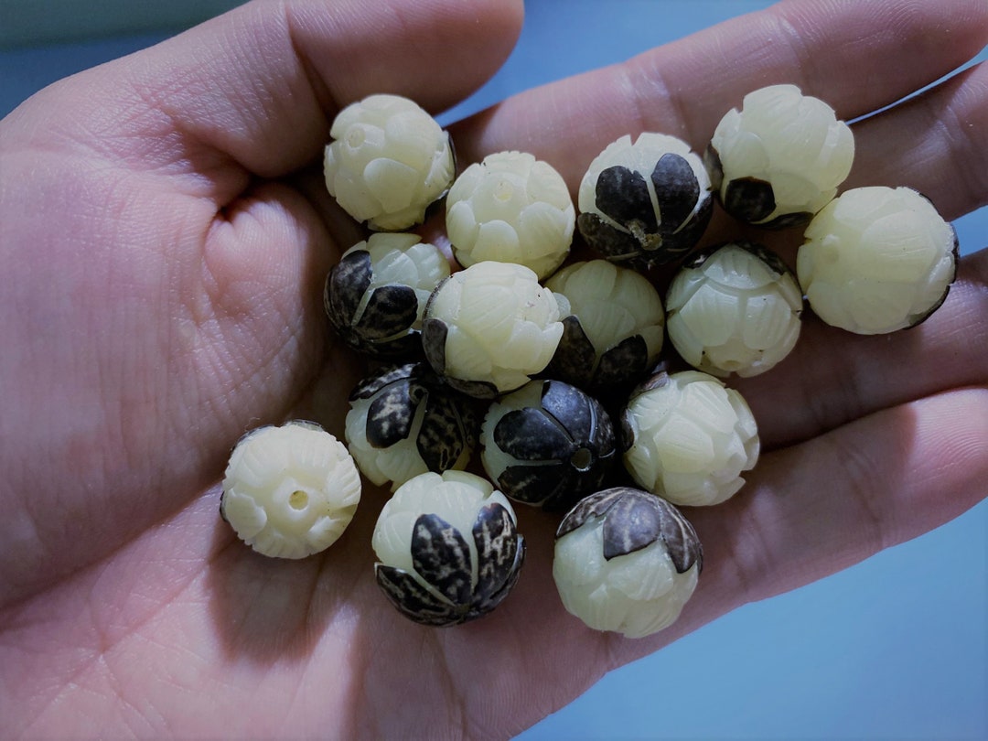 Natural Bodhi Root Lotus Beads: Wood DIY Accessories (10 PCS, 12-15 Mm ...