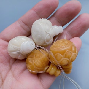2 Sets Natural Tagua Nut 3 Holes Lotus Guru Beads 16 Mm ,3 Holes Beads ...