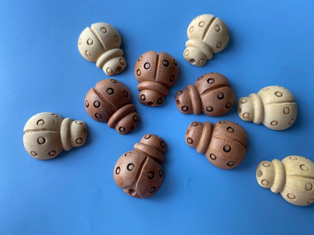 Carved Wood Beetle Beads: Ladybug Spacer Beads (5pcs) - Etsy