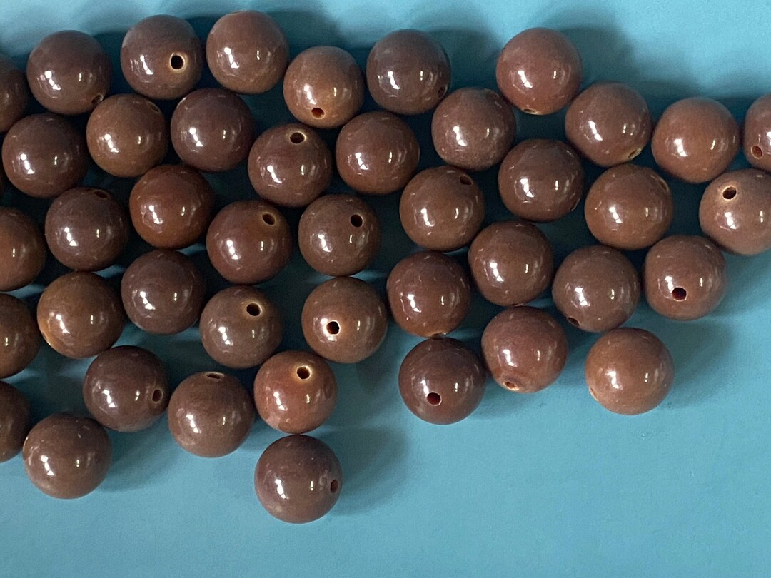 Carved Bodhi Root Beads: Chocolate Brown Round Spacer Beads (10-12mm ...