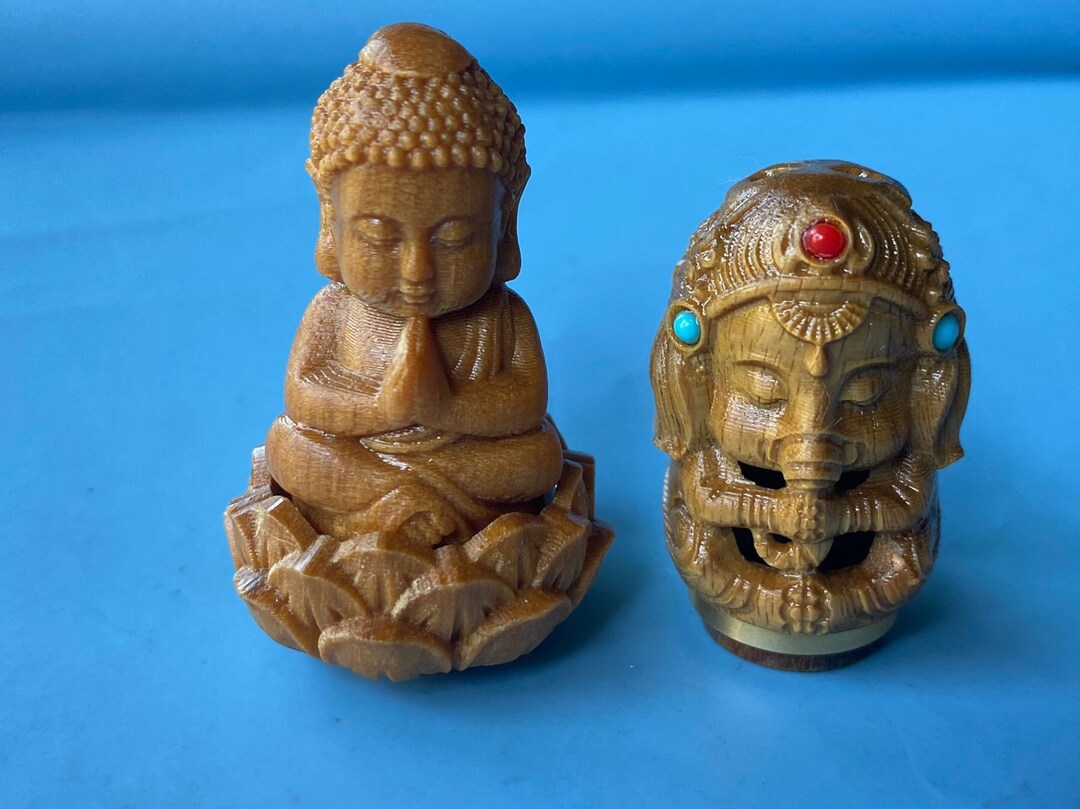 Natural Wood Carved Elephant /buddha Locket Charm 33-42 Mm,ganesha ...