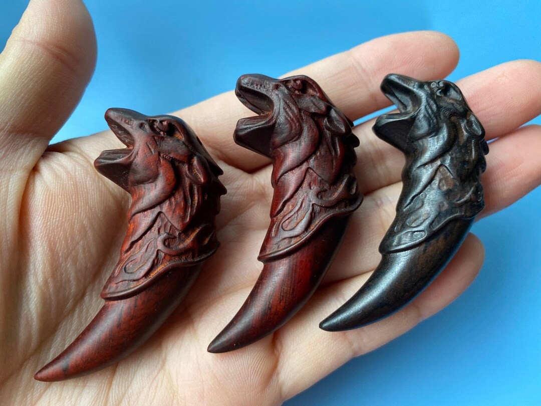 Sandalwood Wolf Tooth Charm: Wood Prayer Pendant (6.0*1.7 Cm) - Etsy