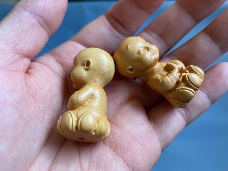 2 PCS Natural Boxwood Carving Monk Charm 1840 Mmcarving Wood - Etsy