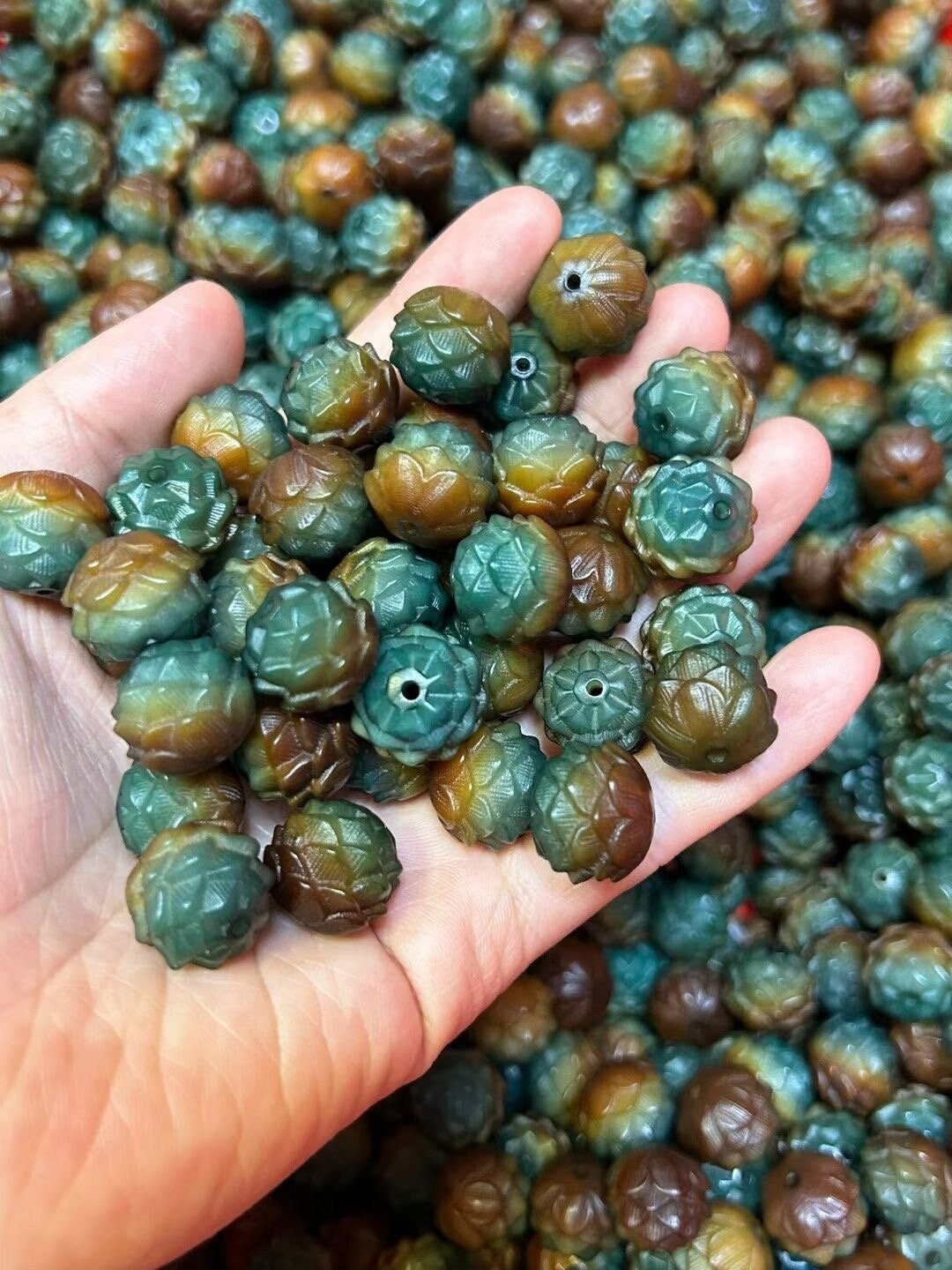 2 PCS Natural Bodhi Carved Lotus Beads 15-16 Mm,bodhi Spacer,lotus ...