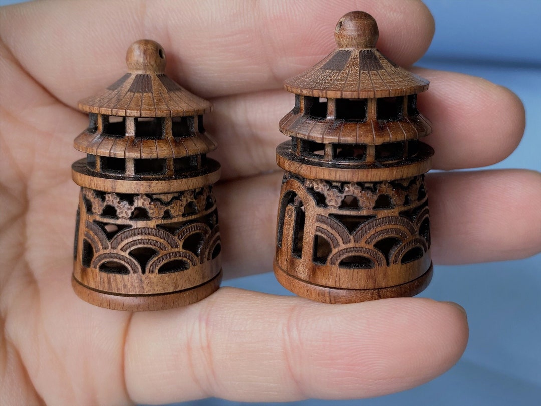 Wood Carved Tower Locket Charm 37*24 Mm,locket Pendants,prayer Charms ...