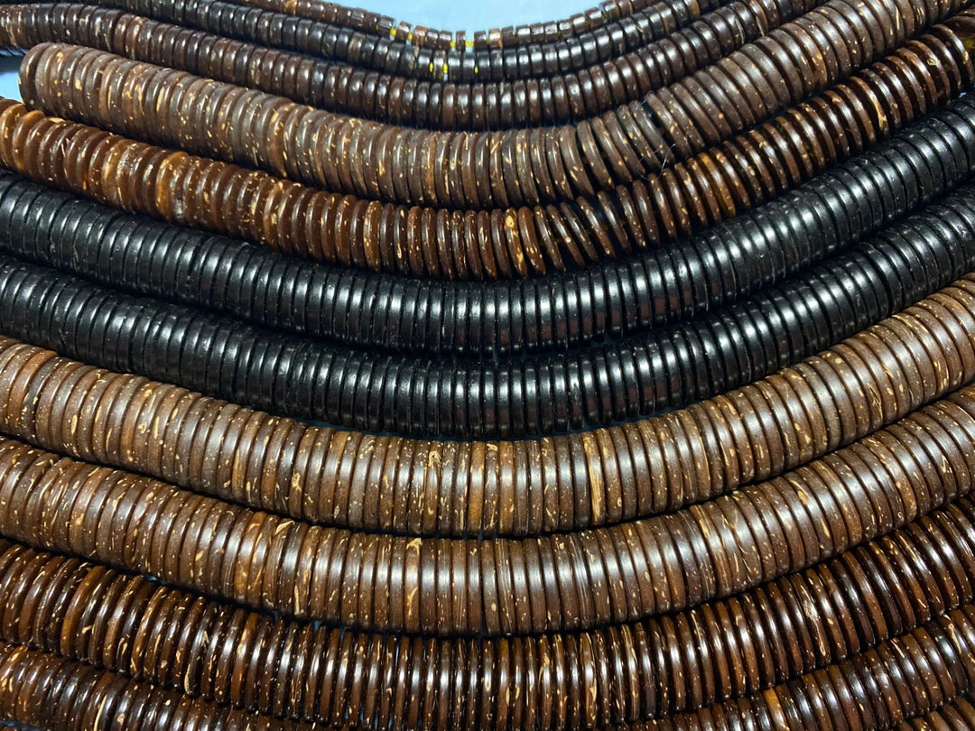 Coconut Shell Abacus Beads: Full Strand, Natural Wood (4-18mm) - Etsy