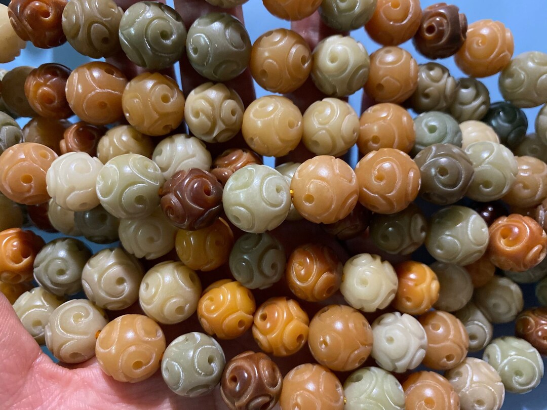 Weathered Pipal Tree Seed Round Beads 13 Mm,bdhi Loose Beads,spacer ...