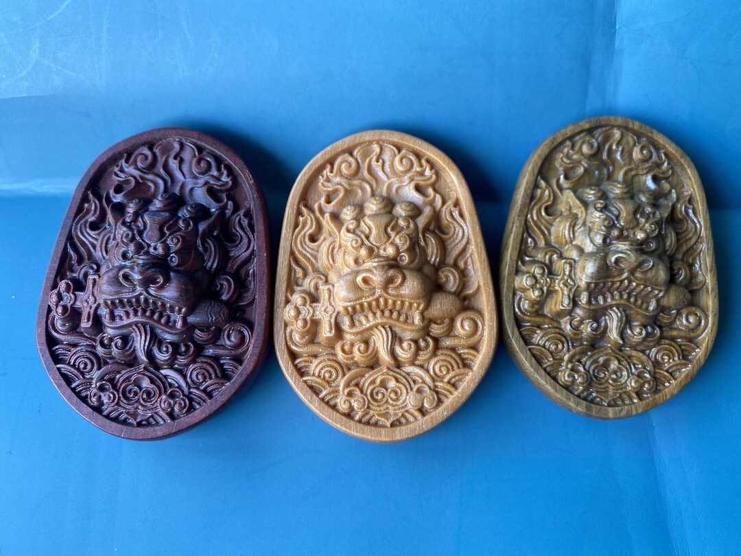 Carved Wood Dragon Charm: Zodiac Mala Pendant (33x48 Mm) - Etsy