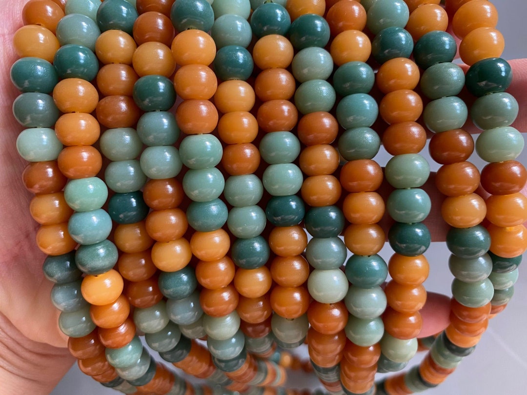 Full Strand Weathered Pipal Tree Seed Colorful Apple Round Beads 8*6 Mm ...