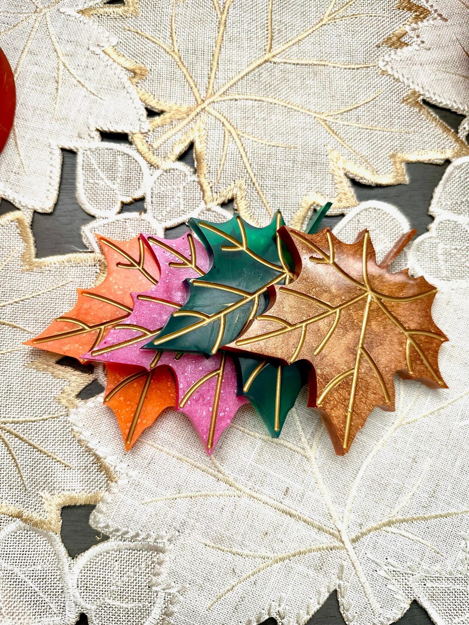 Maple Leaf Table Coaster Set Rustic Autumn Decor Fall Themed Drink ...