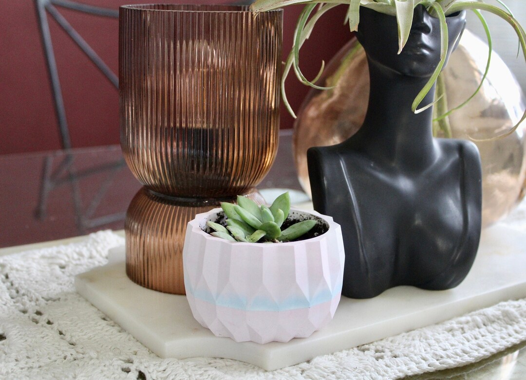 Geometry Flower Pot Shapes Flower Pot Planter Plaster Pot Gift Cute ...