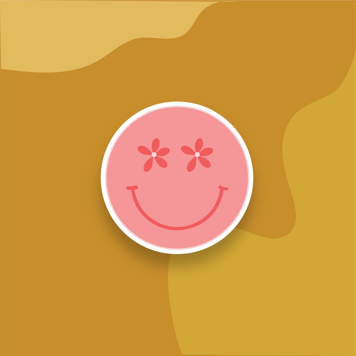 Monochrome Flower Smiley Face Sticker Pack 3 - Etsy